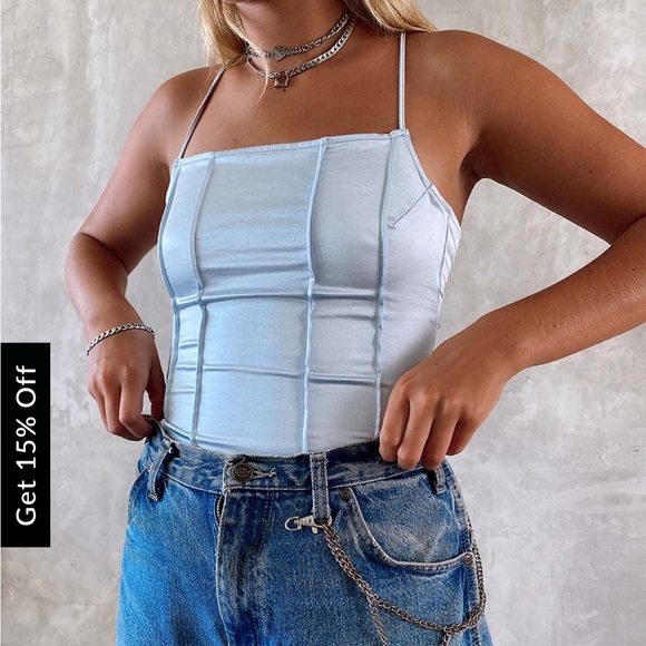 Motel Rocks | Tops | Motel Rocks Blue Satin Corset Top | Poshmark